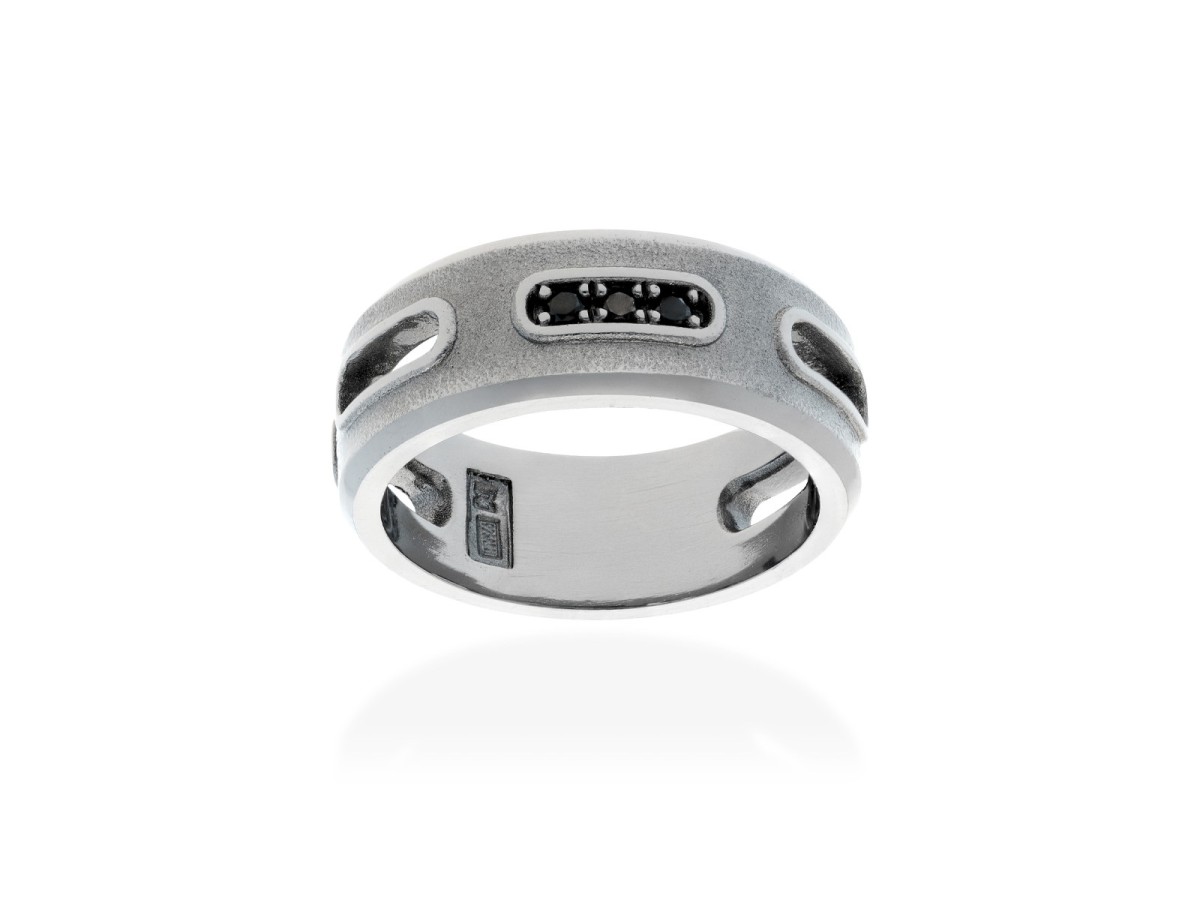 Anillo de plata con diamantes negros Ring Sizes Ring Nº 14 Metal Color ...